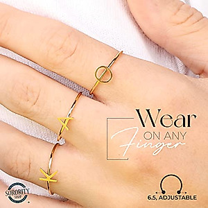 Sorority Shop Alpha Delta Pi Stacking Ring Set - Adjustable Rings with 18k Gold Plating