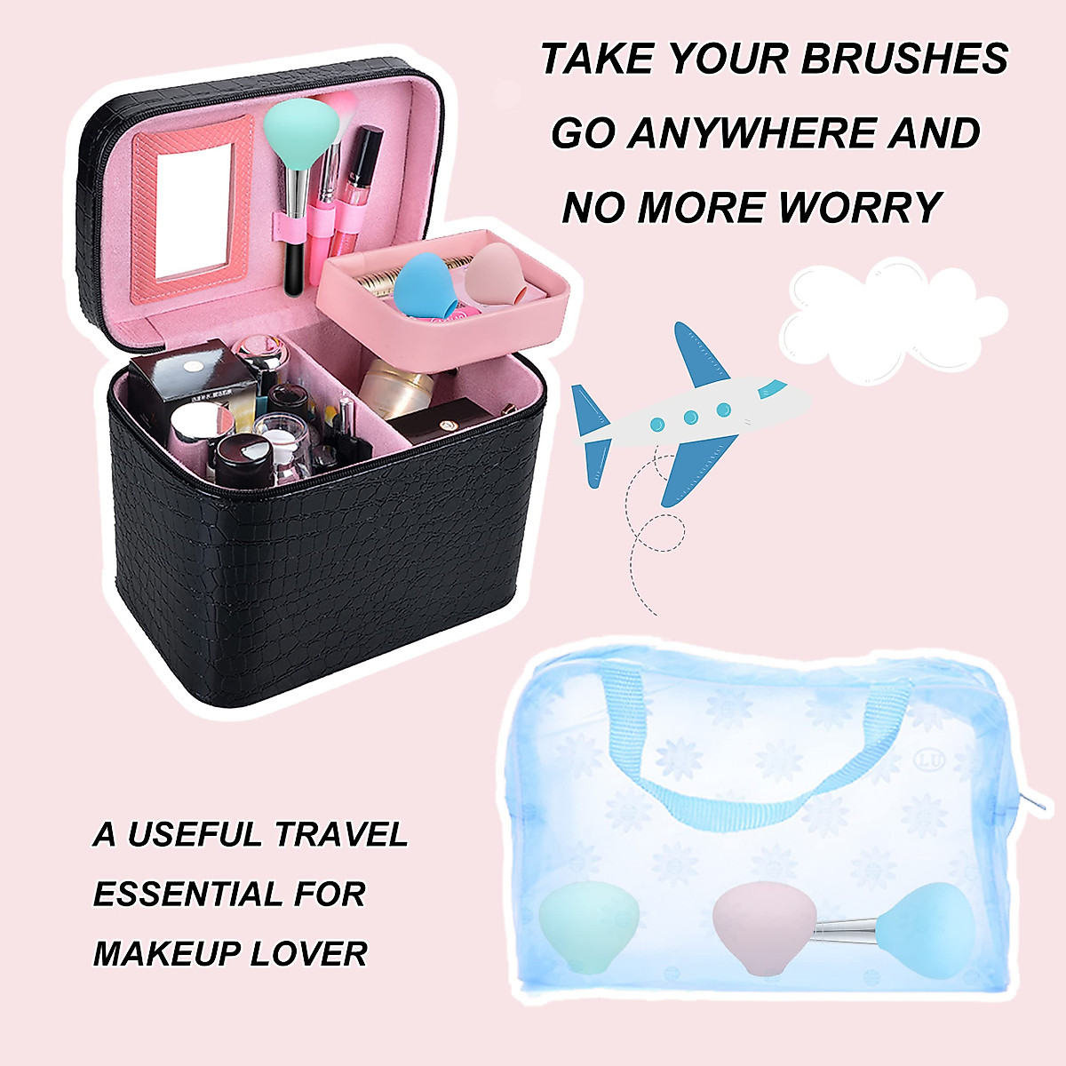 Makeup Brush Covers, Silicone Brush Organizer Case for Makeup Storage and Protect Makeup Bag, 4 Pack Reusable Brush Holders for Travel, Dustproof Brush Protector for Makeup Lovers and Wife