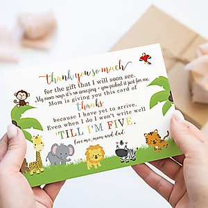 Paper Clever Party 25 Jungle Baby Thank You Cards Pack – Cute Baby Shower Notes with Envelopes, Prefilled Message, Customizable Blank Stationery, Gender Neutral, New Parents Gift Ideas