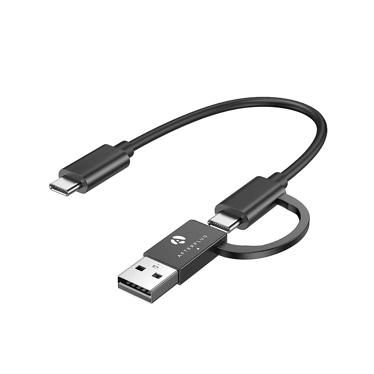 Afterplug 2-in-1 USB C to USB C/A Cable (1ft), USB3 10Gbps & 60W PD Charger Cord for iPhone 15 & 16 Series, MacBook, iPad, Samsung S24 S23 S22, Power Bank