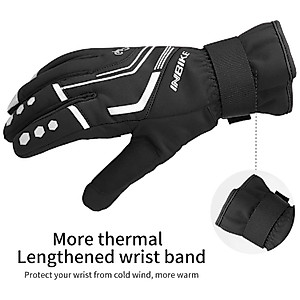 INBIKE Cycling Winter Gloves,for Men Windproof Reflective Thermal Gel Pads Touch Screen MTB Mountain Bike Black Medium