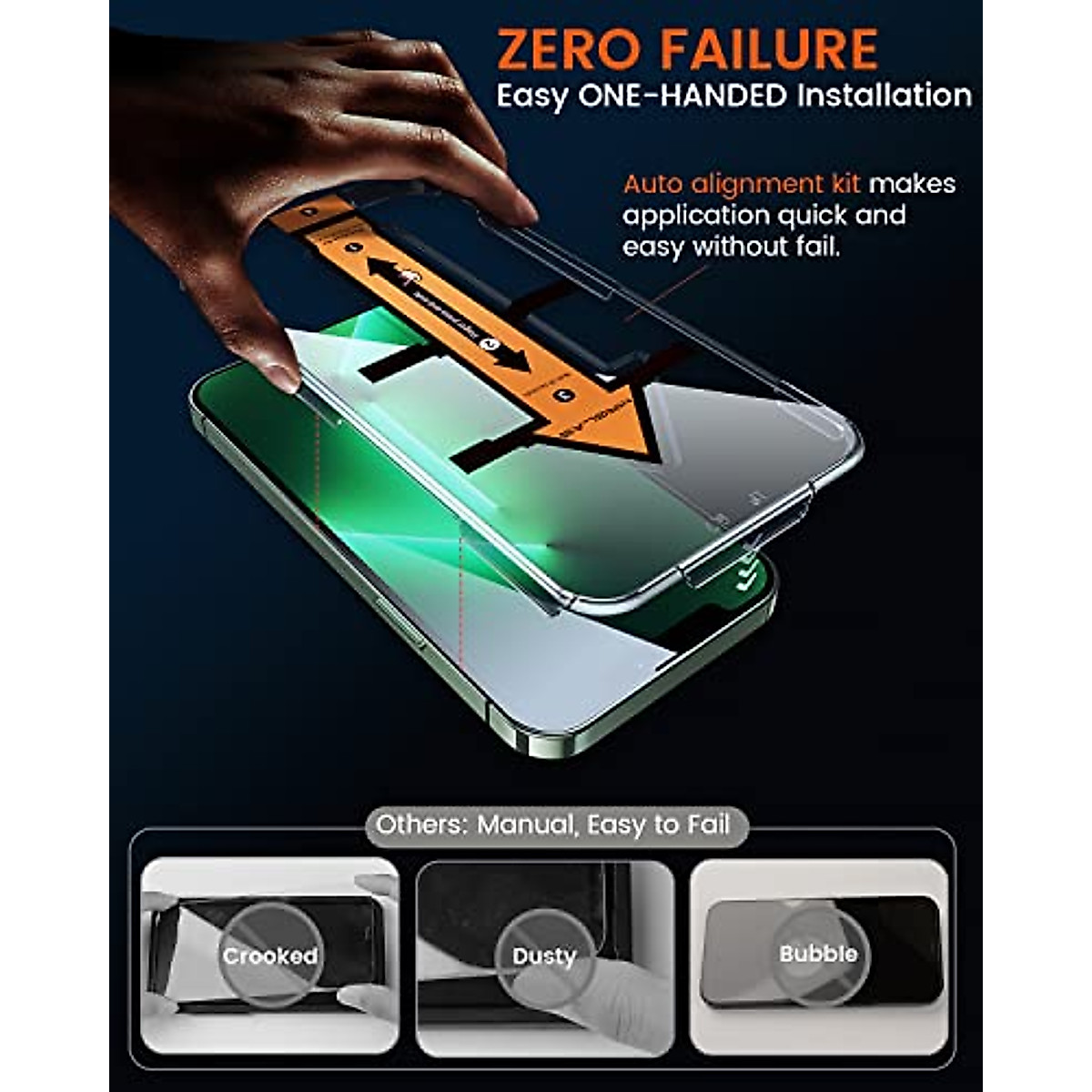 MRGLAS 2-Pack [Auto-Alignment Kit] Screen Protector for iPhone 13 Pro/ 13/ iPhone 14 6.1" [10X Military Grade Protection] iPhone 14/13 Pro/ 13 Diamond Hard Tempered Glass Case-Friendly, Bubbles-Free