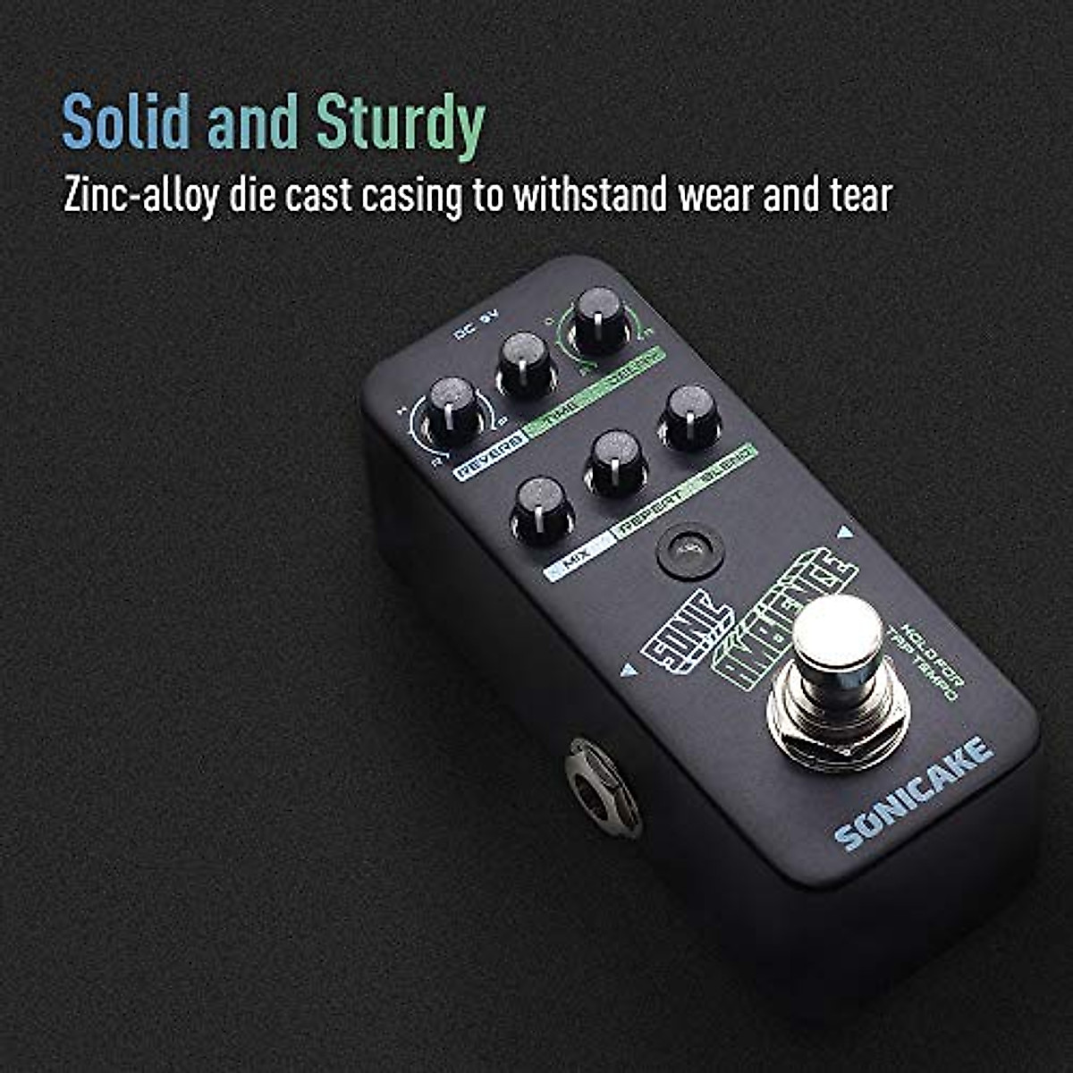 SONICAKE Delay Reverb Pedal Sonic Ambience Multi Mode Tap Tempo Delay and Reverb Guitar Bass Effects Pedal