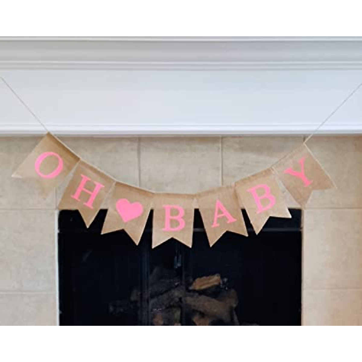 Shimmer Anna Shine Oh Baby Burlap Banner for Baby Shower Decorations and Gender Reveal Party (Pink)