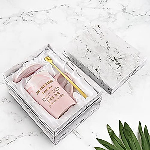 Teacher Coffee Mug, Teacher Gifts for Women, An Awesome Teacher is Not Easy to Find, Thank You, Teacher Appreciation Day, Teacher Mugs for Women Marble Mug with Box Spoon Coaster 14Oz Pink