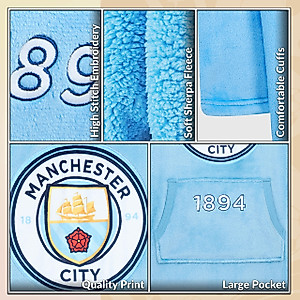 Manchester City F.C. Hoodie, Oversized Hoodie Blanket, Soccer Gifts for Boys Blue