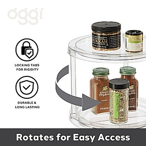 OGGI Two Tier Lazy Susan Rotating Organizer for Kitchen, Pantry, Cabinet Organizing and Storage. Ideal as a Rotating Spice Rack and Pantry Can Organizer, 9.75'' Dia x 8'' H (7780.)