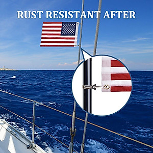 Universal Boat Flag Marine 12"x18" with 4 Boat Flag Pole Kits USA Flag with 50 Embroidered Stars American Boat Flag