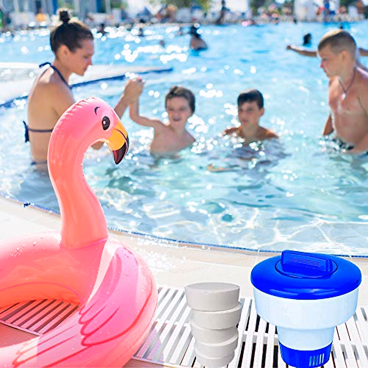 LALAPOOL Large Premium Pool Dispenser,Strong Floating Pool Chlorine Dispenser ,Fits 3" Chlorine Tablets, Release Adjustable for Indoor & Outdoor Swimming Pool Hot Tub SPA (Large)