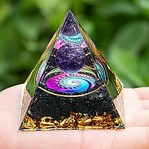 CRISTALLIUM Orgone Pyramid Crystal Healing Stone Energy Generator Healing Crystals Chakra Crystal Healing Meditation Crystal Sphere Orgonite Crystal Pyramid Women Gift - Blue stone