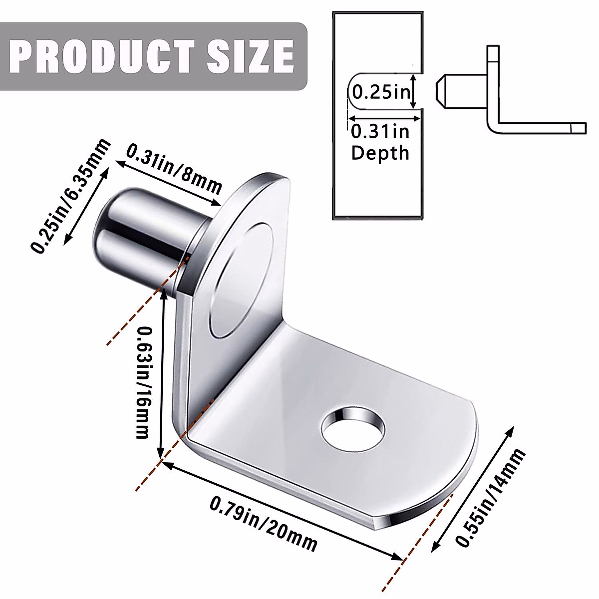 1/4 Inch Shelf Support Peg，Support Cabinet Shelf Pins，Shelf Bracket Pegs with Hole，L-Shaped Furniture Replacement Peg for Cabinets,Shelves,Wodrob