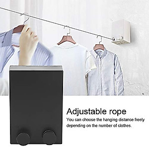 Retractable, Telescopic Adjustable Wall Mounted Drying Rope for Indoor Outdoor, Max Load 44lb(White) (Color : Black)