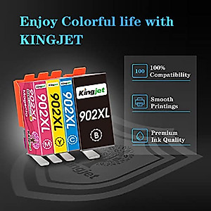 Kingjet Compatible Ink Cartridge Replacement for HP 902XL 902 XL Ink Cartridges to use for HP Officejet Pro 6978 6968 6970 6958 6962 6975 6960 6954 Printer (4 High Yield Combo Packs)