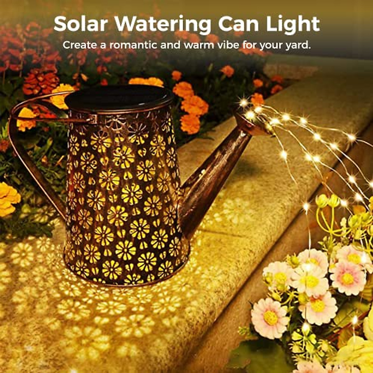 Solar Watering Can with Lights,Anjetan Outdoor Garden Decorations Hanging Solar Lantern Christmas Lights Outside Metal Waterproof Patio Décor for Yard Lawn Backyard Landscape Pathway Gardening Gifts