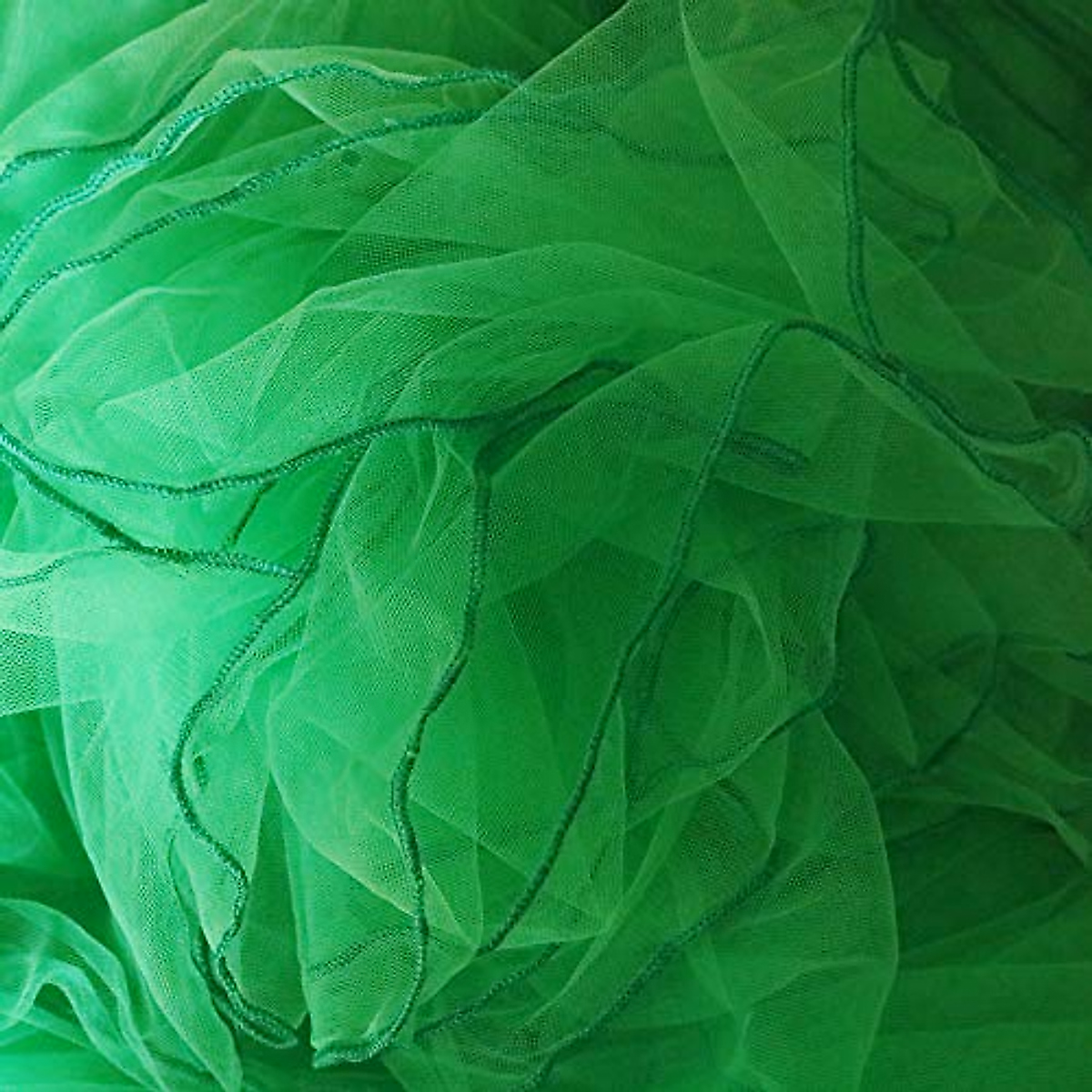 OakHaomie 10ft Table Skirt Tulle Tutu Table Cloth with 15pcs String Lights for Rectangle or Round Table for Party,Wedding,Birthday Party&Home Decoration,Table Skirting (Green, 10ftX2.63ft)