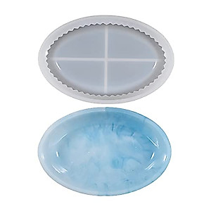 DIY Crystal Lace Oval Striped Coffee Tray Mold Epoxy Fruit Plate Mat Coaster Silicone Mold for Wine Tray Storage Box