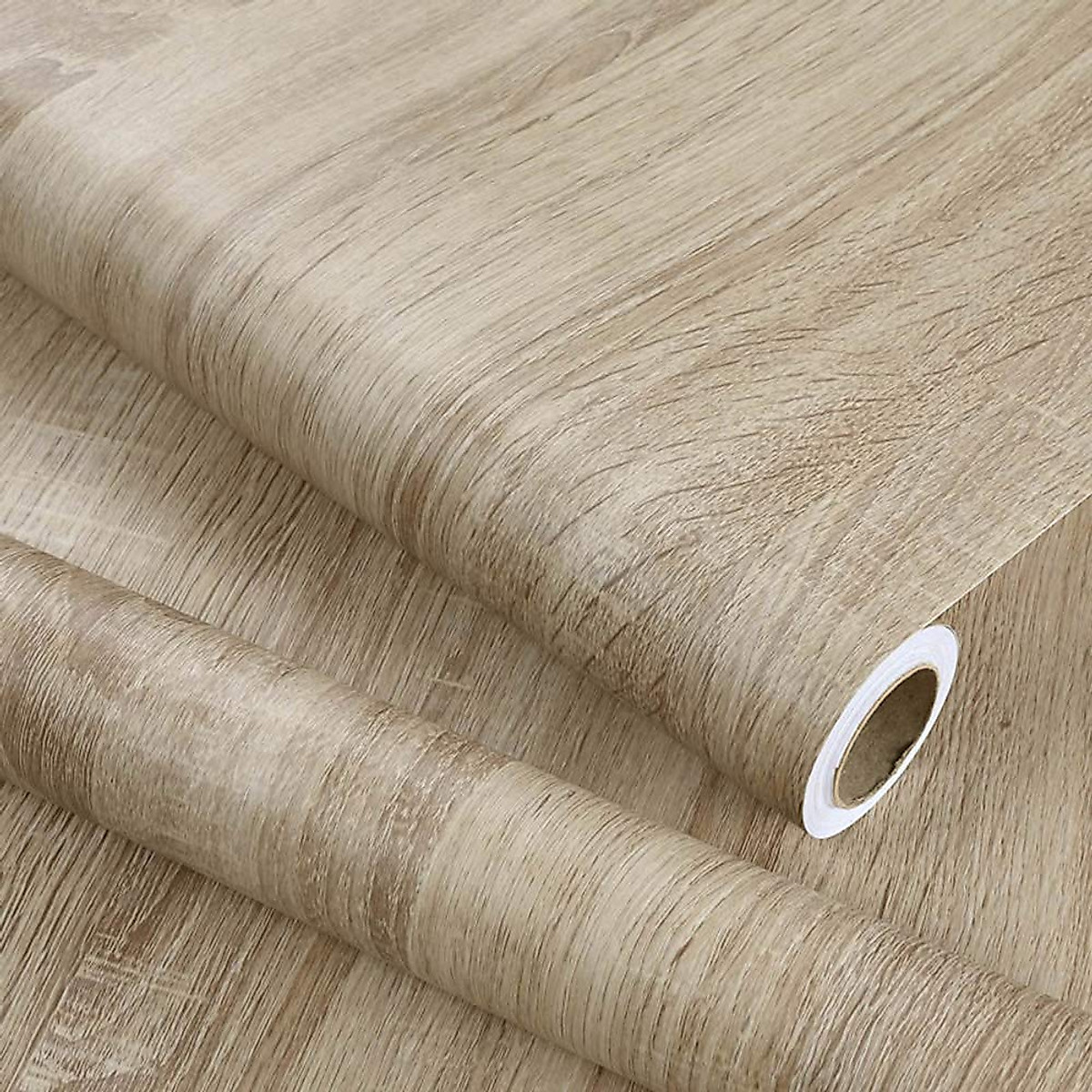 Self Adhesive Vinyl Rustic Light Wood Contact Paper Shelf Liner for Kitchen Cabinets Countertops Table Furniture Drawer Dresser 15.7x117 Inches