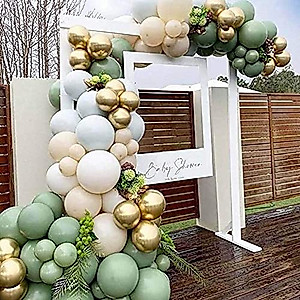 125pcs DIY Sage Green Balloon Garland Kit Olive Green White Gold Confetti and Metallic Gold Balloons for Wedding Birthday Party Baby Shower Decorations Jungle Safari Balloons