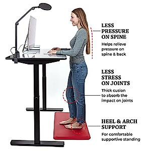 Zulay Home Large 20 x 32 Inch Anti Fatigue Floor Mat - 3/4 Inch Thick Cushioned Kitchen Mats for Standing - Comfortable Padded Floor Mats for Standing Work Desk - Memory Foam Kitchen Mat - Red