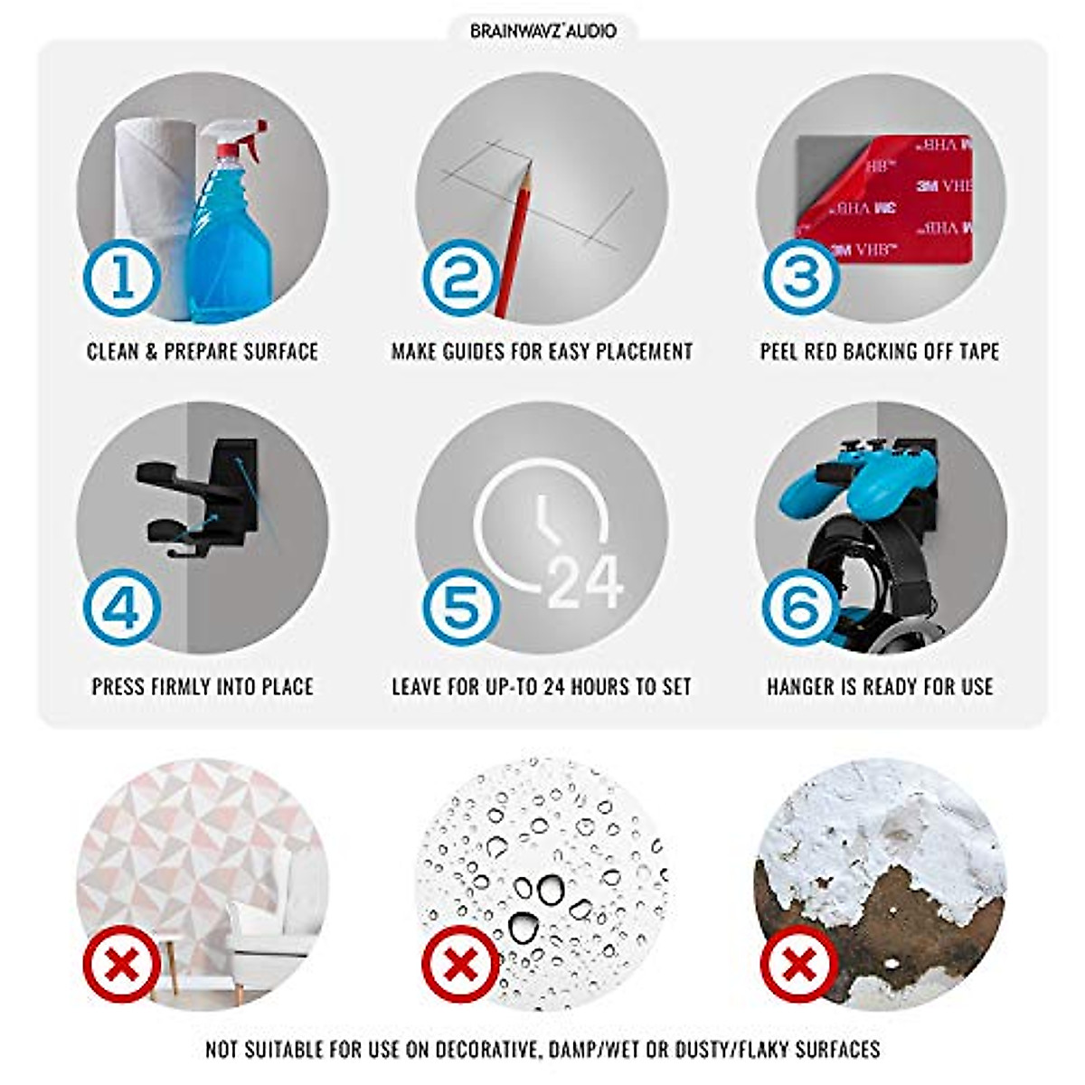 BRAINWAVZ The STORIO - Gamepad Controller & Headphone Hanger Holder Stand - Designed for XBOX ONE, PS4, PS3, PS5, Dualshock, Switch, PC, Steelseries, Steam & More, Black