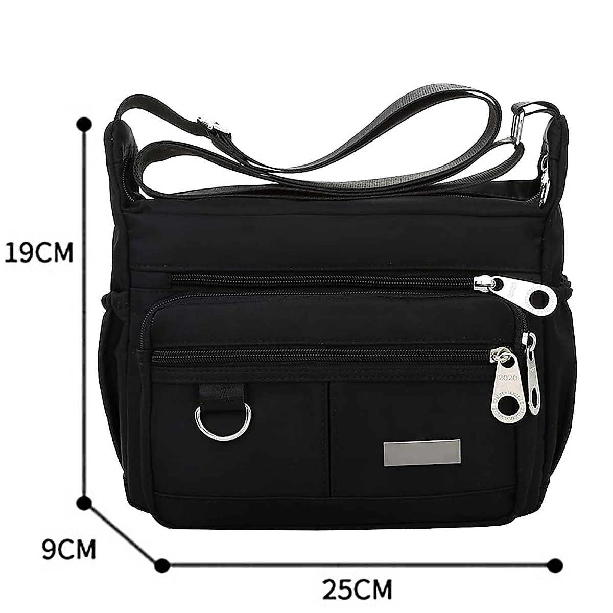 Iyasen Nylon Multi-Pocket Crossbody Purse Bags for Women Messenger Bag Lightweight Travel Waterproof Shoulder Bag (Black)