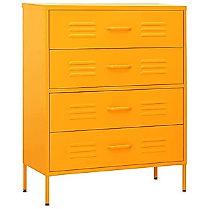 vidaXL Chest of Drawers Home Indoor Living Room Bedroom Side Drawer Storage Cabinet with Levellers Sideboard Furniture Mustard Yellow Steel