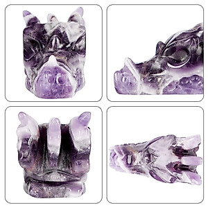 Artistone 2" Crystal Dragon Head Skull Statue, Hand Carved Realistic Dragon Gem Figurines Healing Stone Sculpture for Home Decor with Gift Box