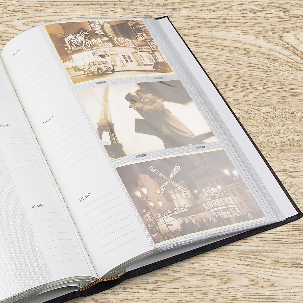 AUEAR, Photo Album Holds 4x6 300 Horizontal Pictures with Memo Space, Large Capacity Fabric Cover Photo Book for Graduation, Family Wedding Anniversary (Black)