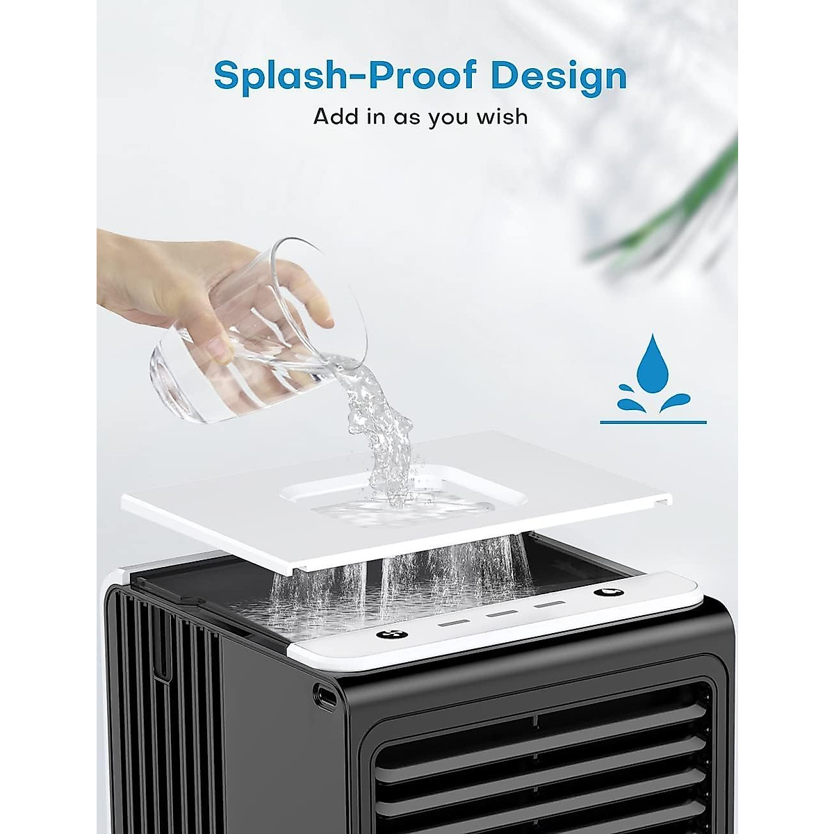 CENSTECH 3-IN-1 Mini Air Conditioner with Remote, Top Splash-Proof Design, 3 Speeds Small Portable Air Conditioner, Large Capacity Tank & USB Power Air Cooler, Desk Air Conditioner for Office Bedroom