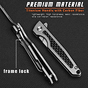 ITOKEY Titanium Folding Scalpel, Slim Razor Knife with Frame Lock, 10pcs #24 Replaceable Carbon Steel Blades, EDC Utility Pocket Knife with Clip, Surgical Keychain Knives for Men Hunting Skinning Outdoor (#24)