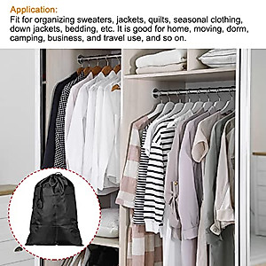 PATIKIL Clothes Storage Drawstring Bag, 2 Pack 16.5" Height Clothing Blankets Double Drawstrings Organizer Bags for Camping Travel, Black