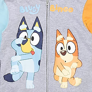 Bluey & Bingo Toddler Boys Fleece Zip-Up Raglan Hoodie Grey 4T