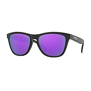 Oakley Frogskins OO9013H6 55M Matte Black/Prizm Violet Sunglasses For Men+BUNDLE Accessory Leash Kit+ BUNDLE with Designer iWear Care Kit