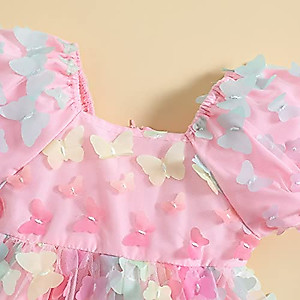 Kids Toddler Baby Girl Princess Dress 3D Butterfly Tulle Dress Summer Fairy Cosplay Birthday Tutu Dress (Multicolored, 4-5 Years)