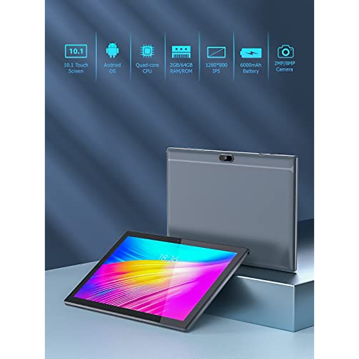 Tablet Android 11, Tablet 10 inch, 2GB RAM+64GB ROM & 512GB Expand, 2+8MP Dual Camera, 2.4G WiFi, Bluetooth, IPS Touch Screen, 6000mAh Battery, Google GMS Certified Tablets Grey