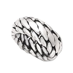 NOVICA Artisan Handmade Men's .925 Sterling Silver Ring Band No Stone Indonesia [10 mm W] 'Sanca Kembang Python'