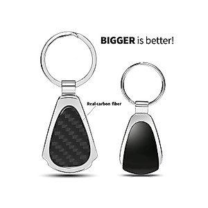 iPick Image Compatible with Honda Logo in Red Real Black Carbon Fiber Chrome Metal Teardrop Key Chain