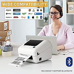 JADENS Bluetooth Thermal Shipping Label Printer - High Speed 4x6 Wireless Label Maker Machine, Support PC, Phone, USB for MAC, Compatible with Ebay, Amazon, Shopify, Etsy, USPS Barcode, Mailing