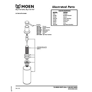 Moen Spot Resist Stainless Deck Mounted Kitchen Lotion or Soap Dispenser with Above the Sink Refillable Bottle, 3942SRS