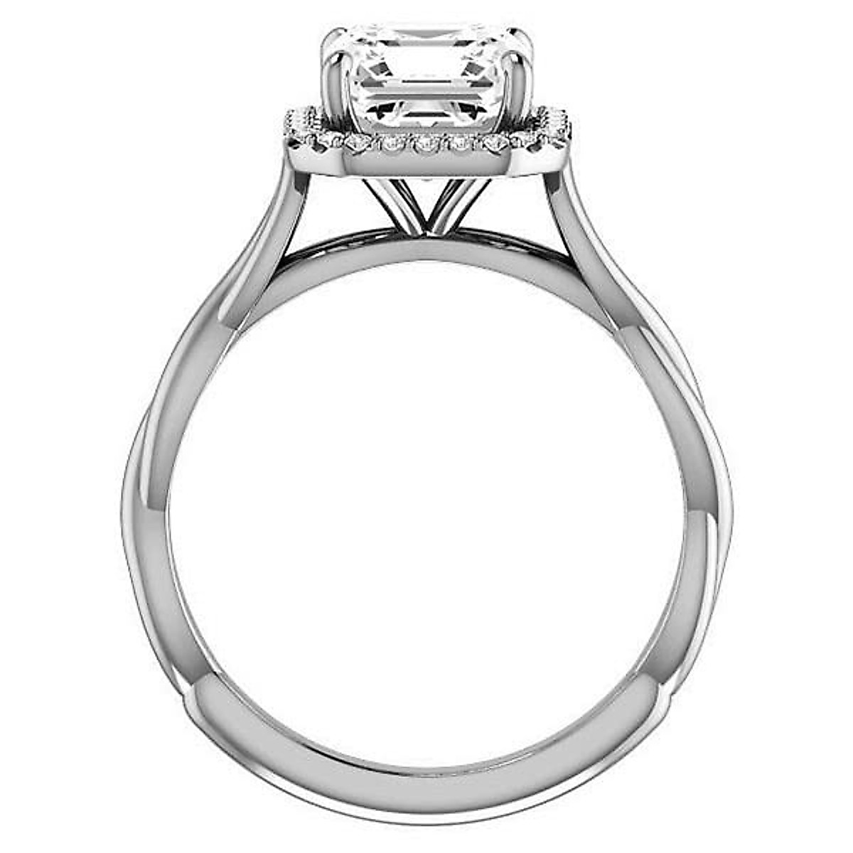 JEWELERYN Wedding Bridal Ring Set, Bridal Statement Ring, Moissanite Engagement Ring Set, 2 CT Asscher Cut, 925 Sterling Silver in Prong Set, VVS1 Clarity, Best Gift for Her (8)