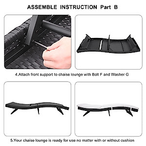 fuhan Outdoor Adjustable Pool Chaise Lounge Chair PE Rattan Wicker Patio Leisure Lounge Chair with Cushion for Beach Garden Backyard 195 * 68 * 33 cm Black Frame