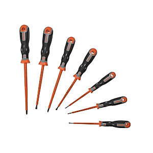Bahco 202.032 Tekno+ VDE Insulated Safety Screwdriver Set, 7 Pieces