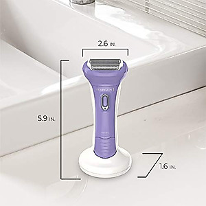 Remington WDF5030A Smooth & Silky Electric Shaver for Women, 4-Blade Smooth Glide Foil Shaver and Bikini Trimmer with Almond Oil Strip, Purple/White