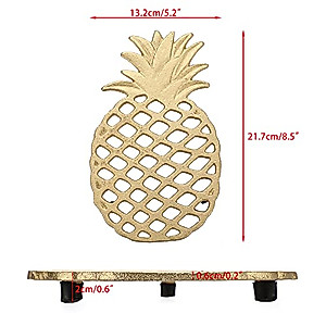 Sumnacon 2Pcs 8.5 x 5.2 Inch Cast Iron Trivets - Rustic Heat Resistant Metal Trivets for Hot Dish Pot Pan Plate Teapot, Decorative Pineapple Iron Hot Plate Holders for Kitchen Counter Dining Table