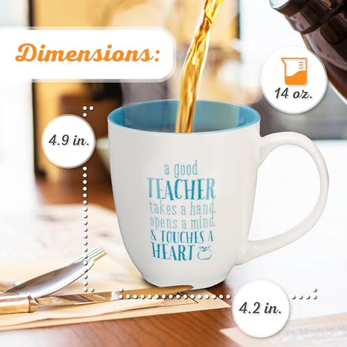 Christian Art Gifts Ceramic 14 oz Coffee Mug Microwave, and Dishwasher Safe Inspirational Bible Verse Mug for Teachers: Touches a Heart - 1 Corinthians 16:14 Blue and White Novelty Cup