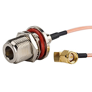 Eagles Bulkhead 2pcs 30cm/12inch/1ft RF Coaxial Coax Cable Assembly - SMA Male Right Angle to N Female Connector Adapter