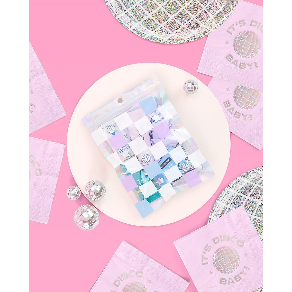 xo, Fetti Disco Party Hangover Kit Pouches - 20 pcs | Last Disco Bachelorette Party Recovery Bags, Retro Birthday Goodie Favor, Groovy Bridal Shower Supplies, Bridesmaid Gift, 21st Bday Decorations