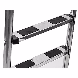 Aqua Select 4 Step Stainless Steel Pool Ladder with Stainless Steel Steps | Entry and Exit System for In-Ground Swimming Pools | 250 Pound Capacity | 1.9 Inch Outer Diameter