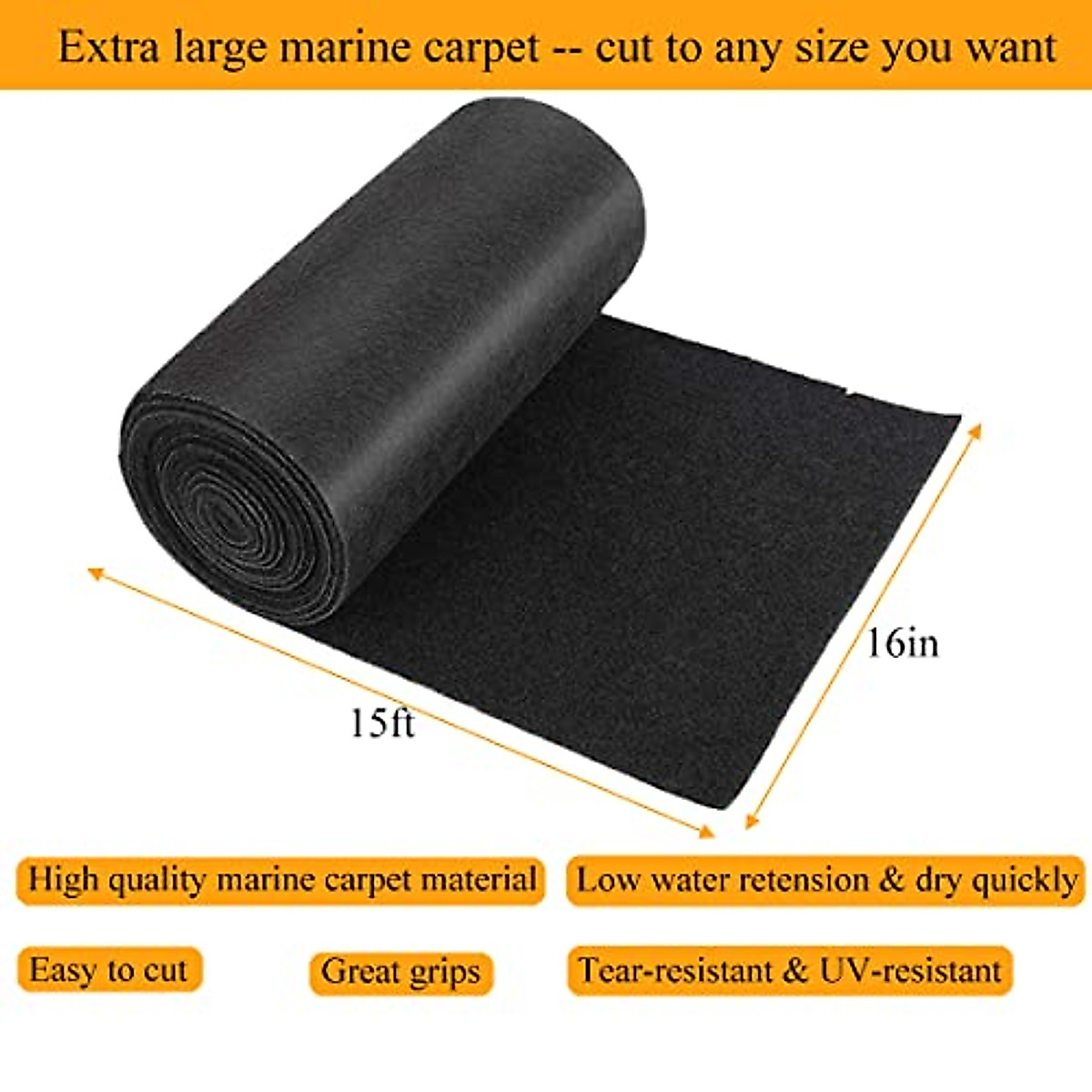 Extra Large Marine Boat Trailer Bunk Carpet (15ft X 16in) - Marine Carpet - Bunk Padding Carpet for Boat Trailers Jet Ski Ramp Garage Dock - Bunk Board Boat Trailer Carpet for Runners