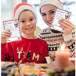 12 Christmas Official Letter To Santa Writing Kit Stationary Paper Sheets with Red Envelopes Address & Seal Stickers Holiday Family Tradition Nice & Naughty Wish List